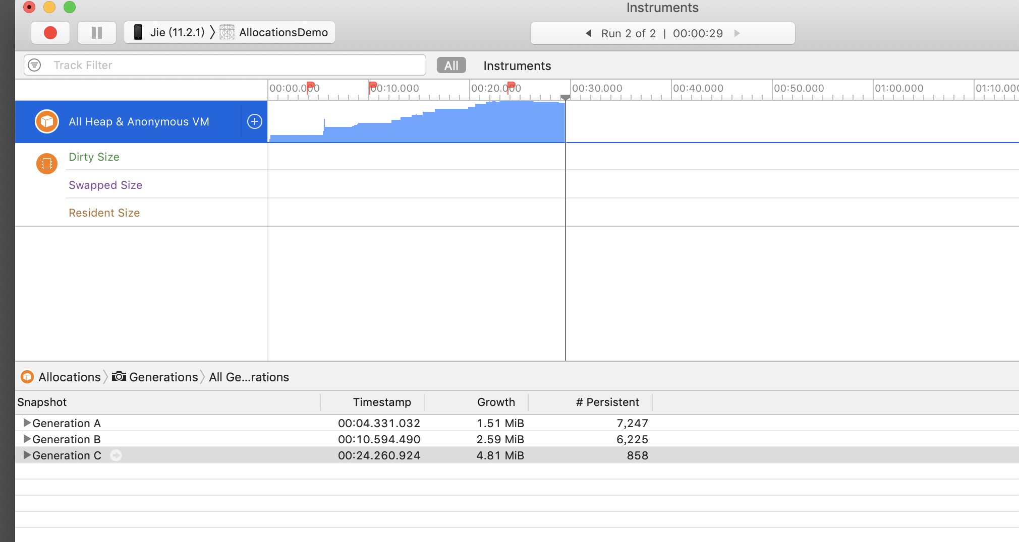 Ios中instruments Allocations检测内存情况 哈哈大p孩 7753